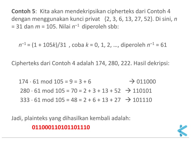 Kriptografi - Algoritma Kriptografi Knapsack | PDF