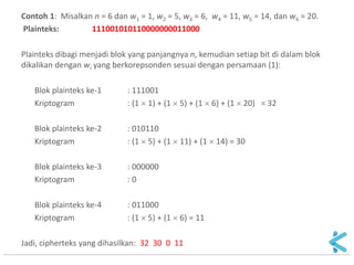 Kriptografi - Algoritma Kriptografi Knapsack | PDF