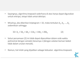 Kriptografi - Algoritma Kriptografi Knapsack | PDF