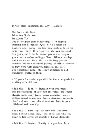 19Anti‑Bias Education and Why It MattersThe Four Anti‑Bias | PDF