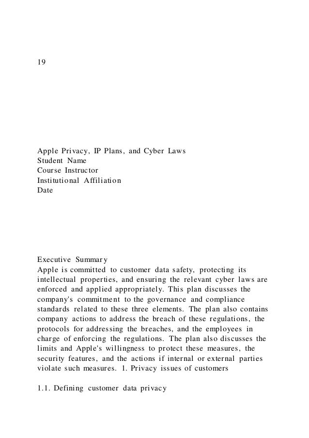 19Apple Privacy, IP Plans, and Cyber LawsStude | PDF