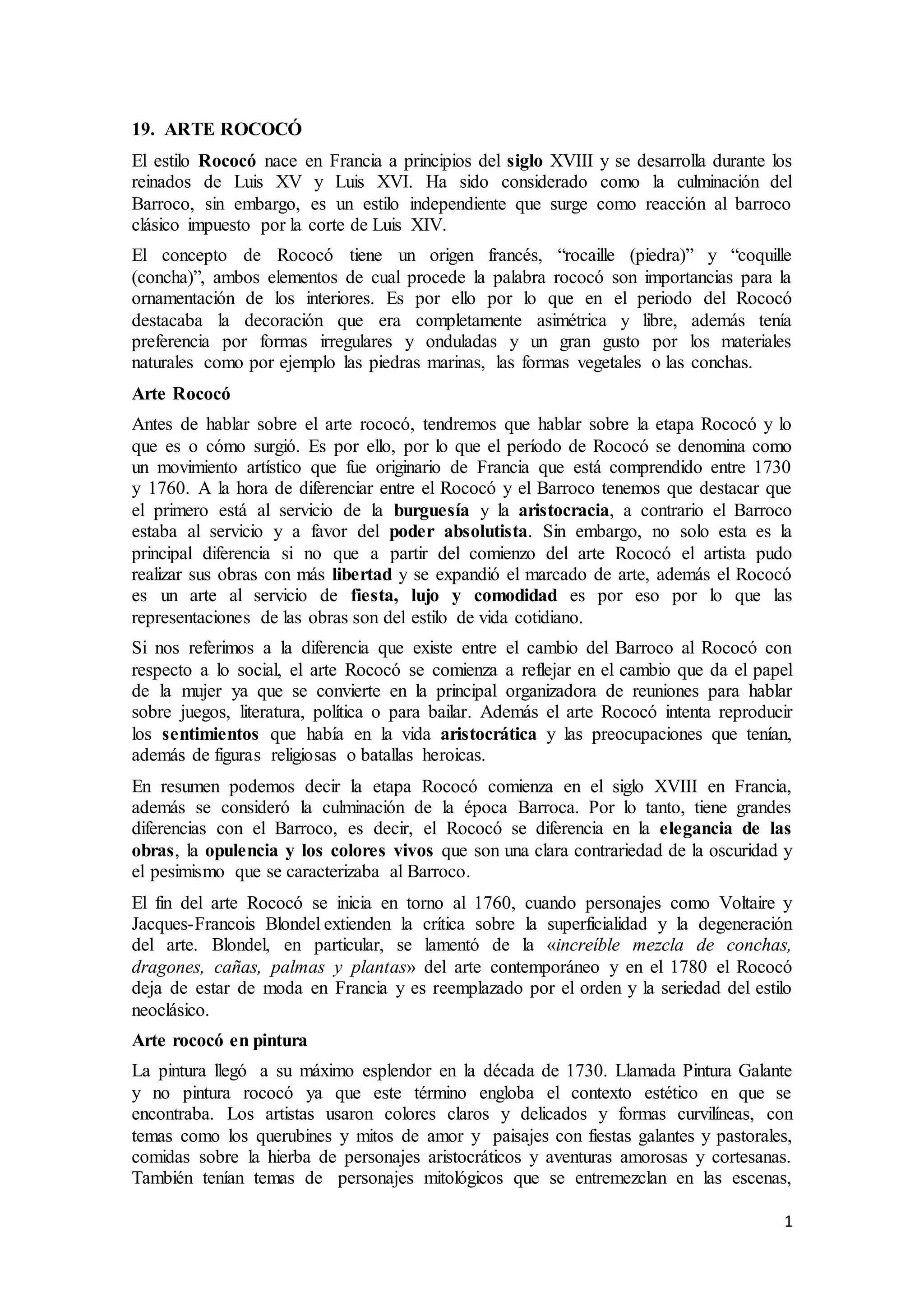 Arte Rococó | DOCX