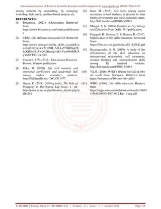 Awareness of Life Skill Education among Senior Secondary School ...