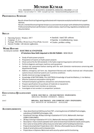 MUNISH CV - Copy | DOCX | Civil Engineering Industry | Industries