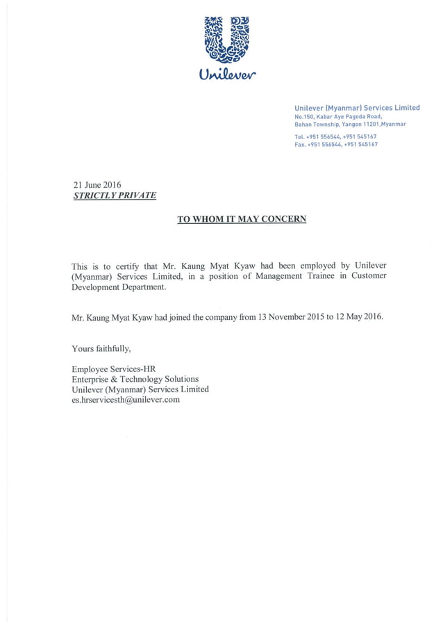 service duration letter | PDF