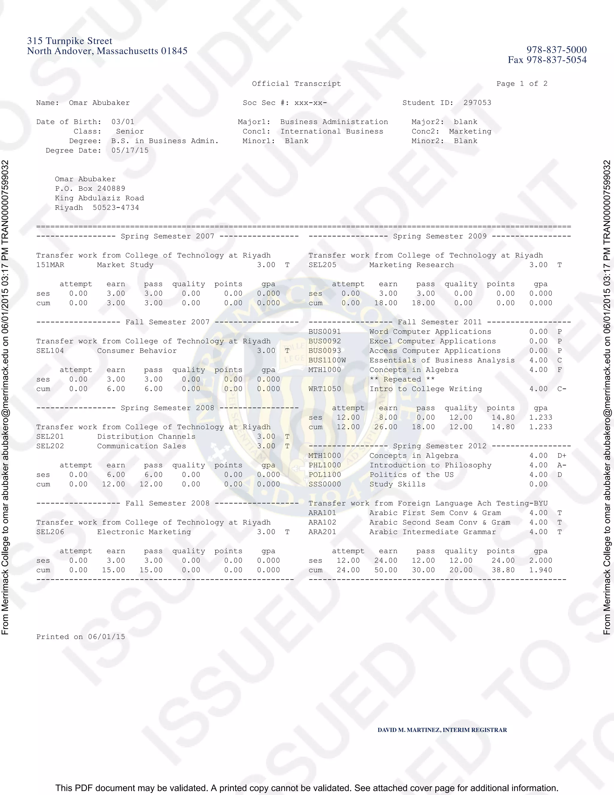 completed-transcript- OMAR | PDF