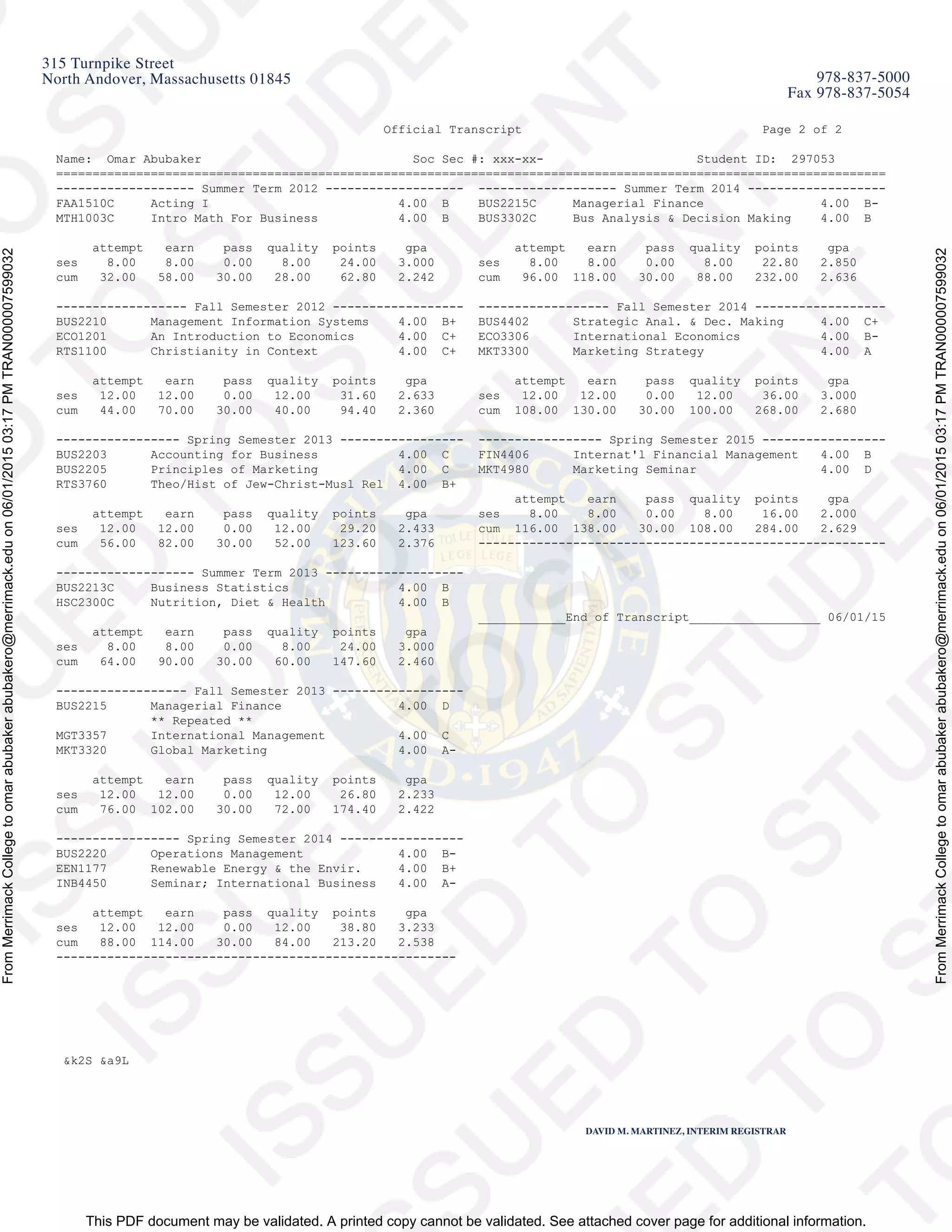 completed-transcript- OMAR | PDF