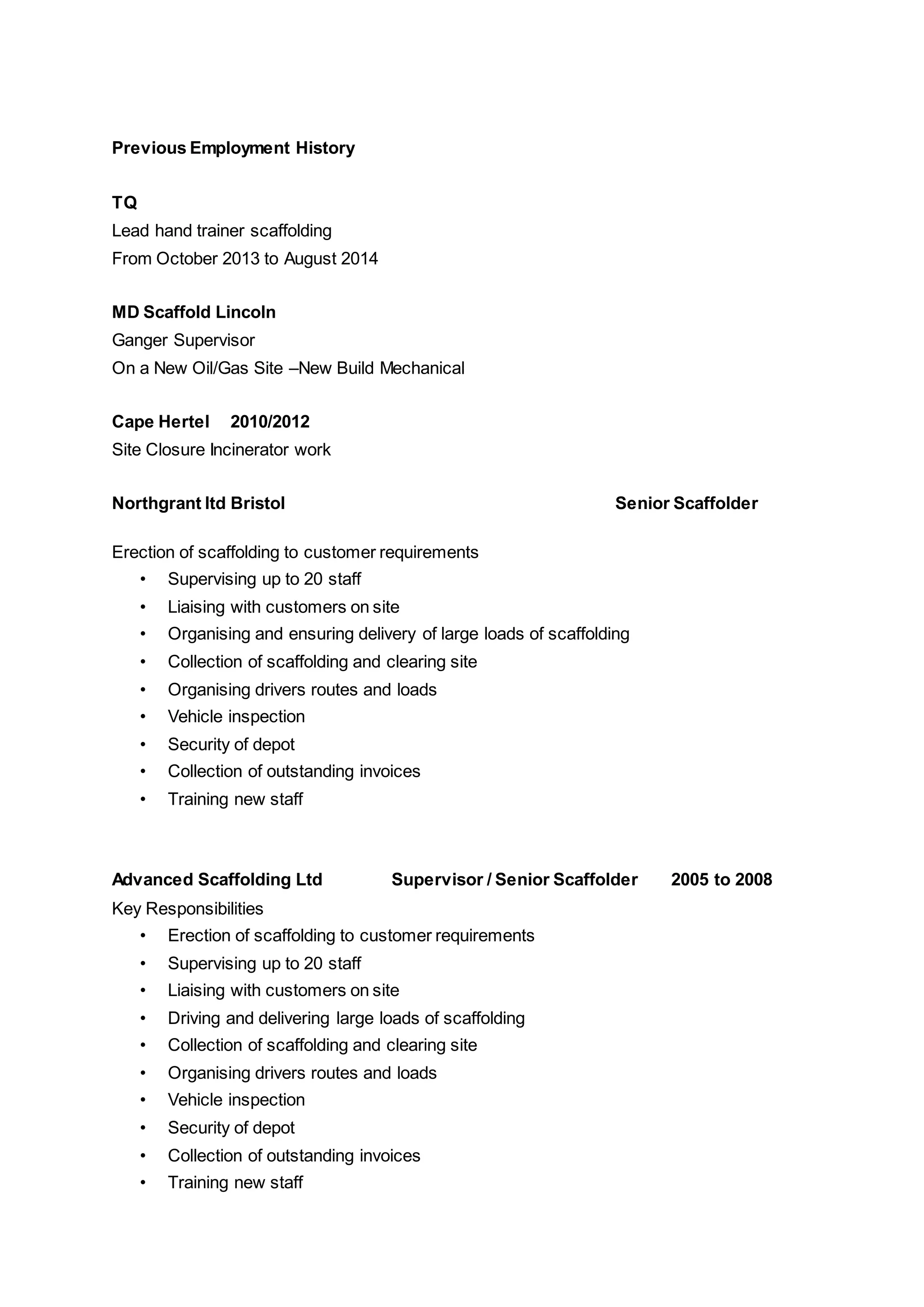 Updated Paul CV.docx 2015 (1) | DOCX | Construction Industry | Industries
