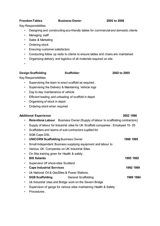 Updated Paul CV.docx 2015 (1) | DOCX | Construction Industry | Industries