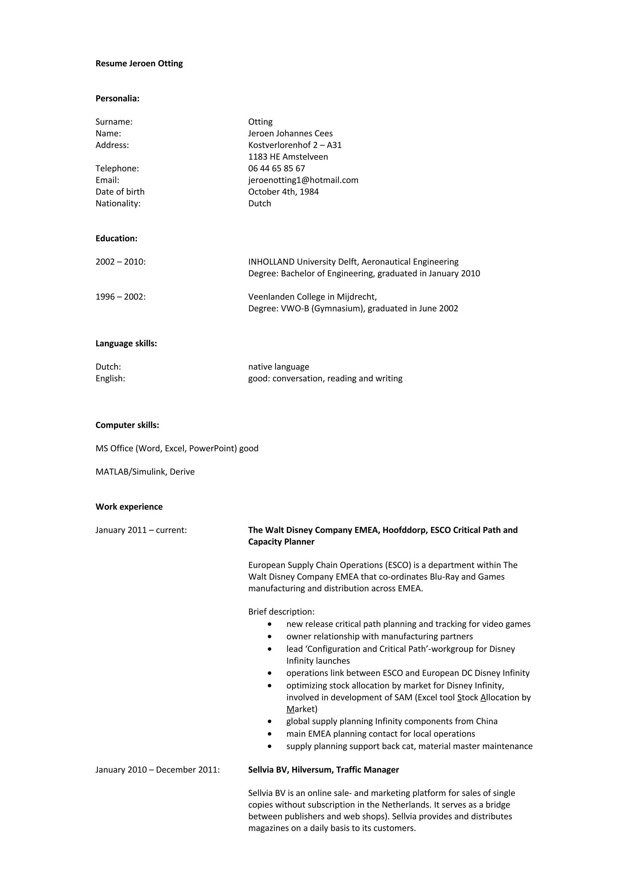 Resume_Jeroen_Otting | DOC