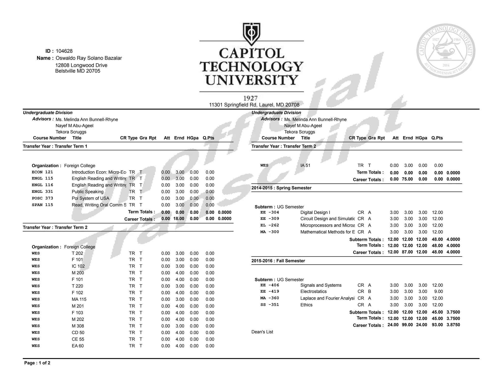 UnofficialTranscript | PPT