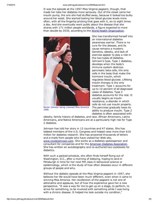 There She Is - Pitt Magazine Article 2004 by J. Szish | PDF | Diabetes ...