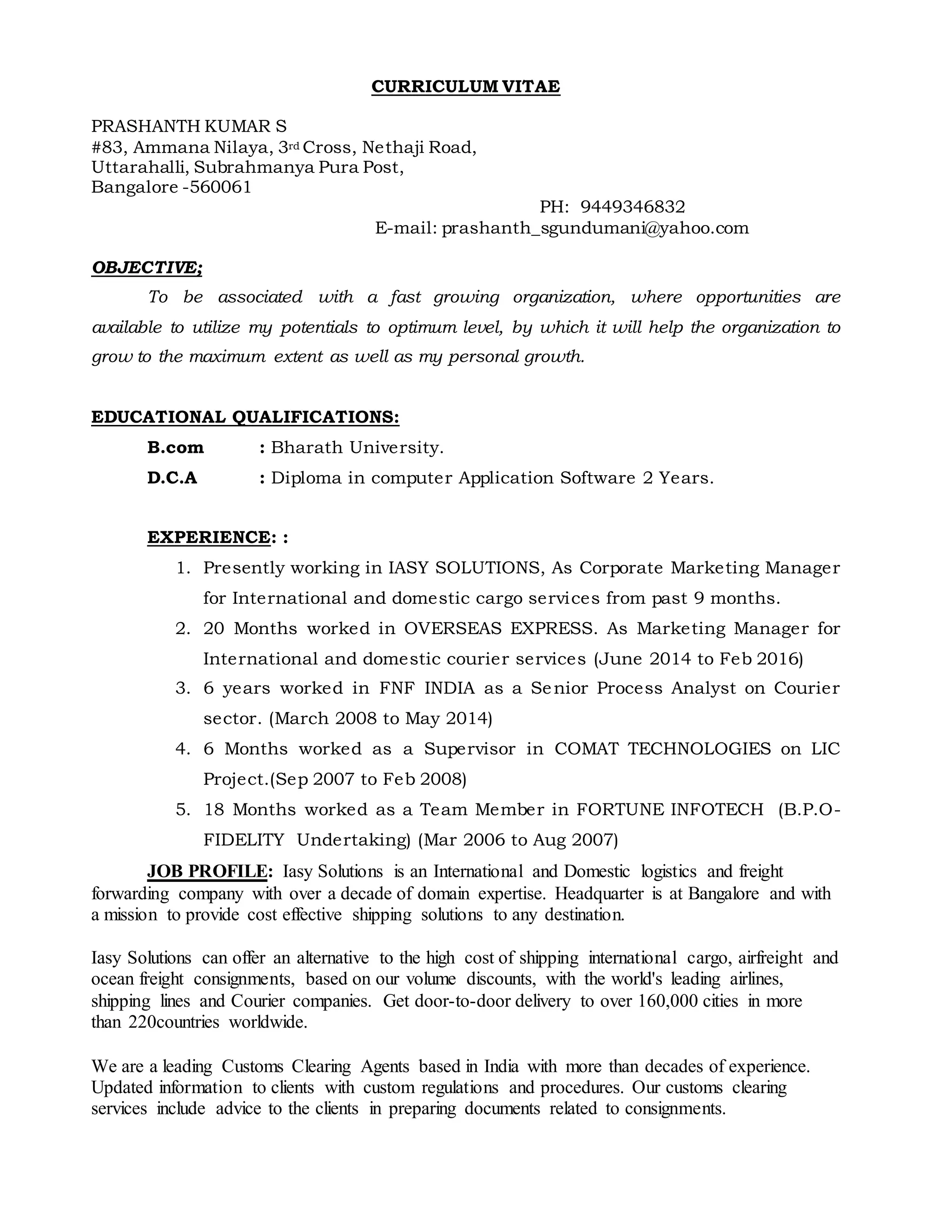 Prashanth kumar | DOCX