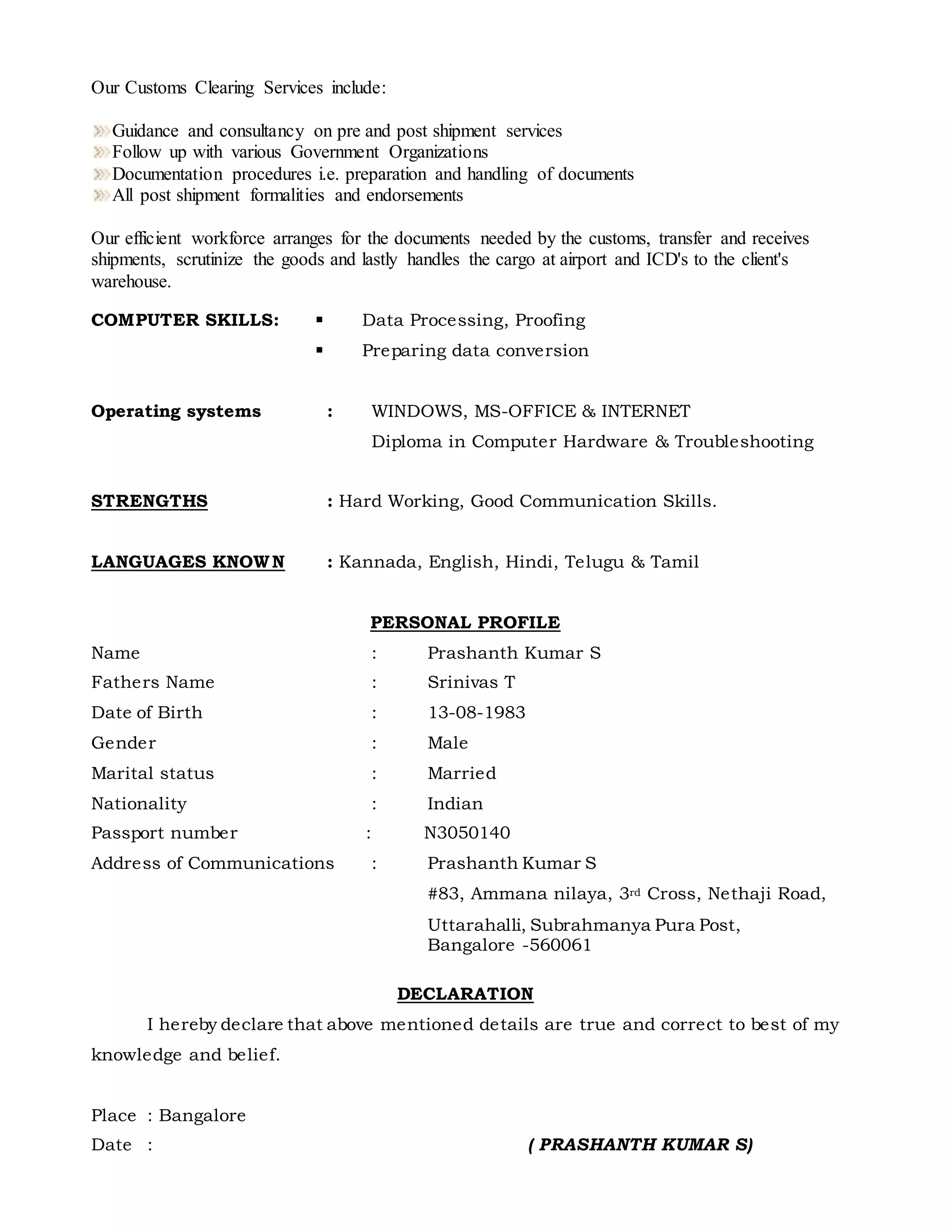 Prashanth kumar | DOCX