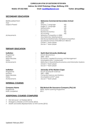 Goitseone Mpa CV4 | PDF