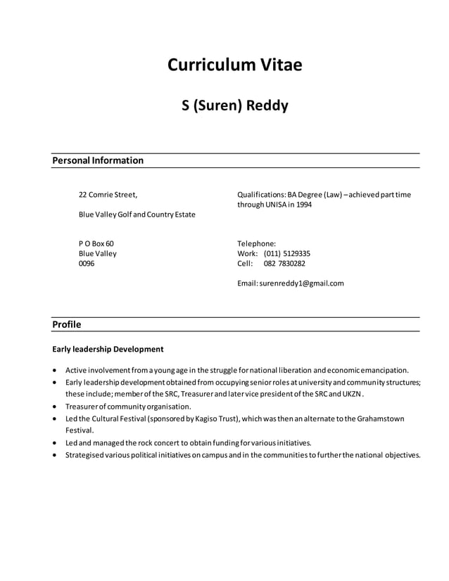 CV Suren Reddy - 2015 | DOCX | Human Resources | Business