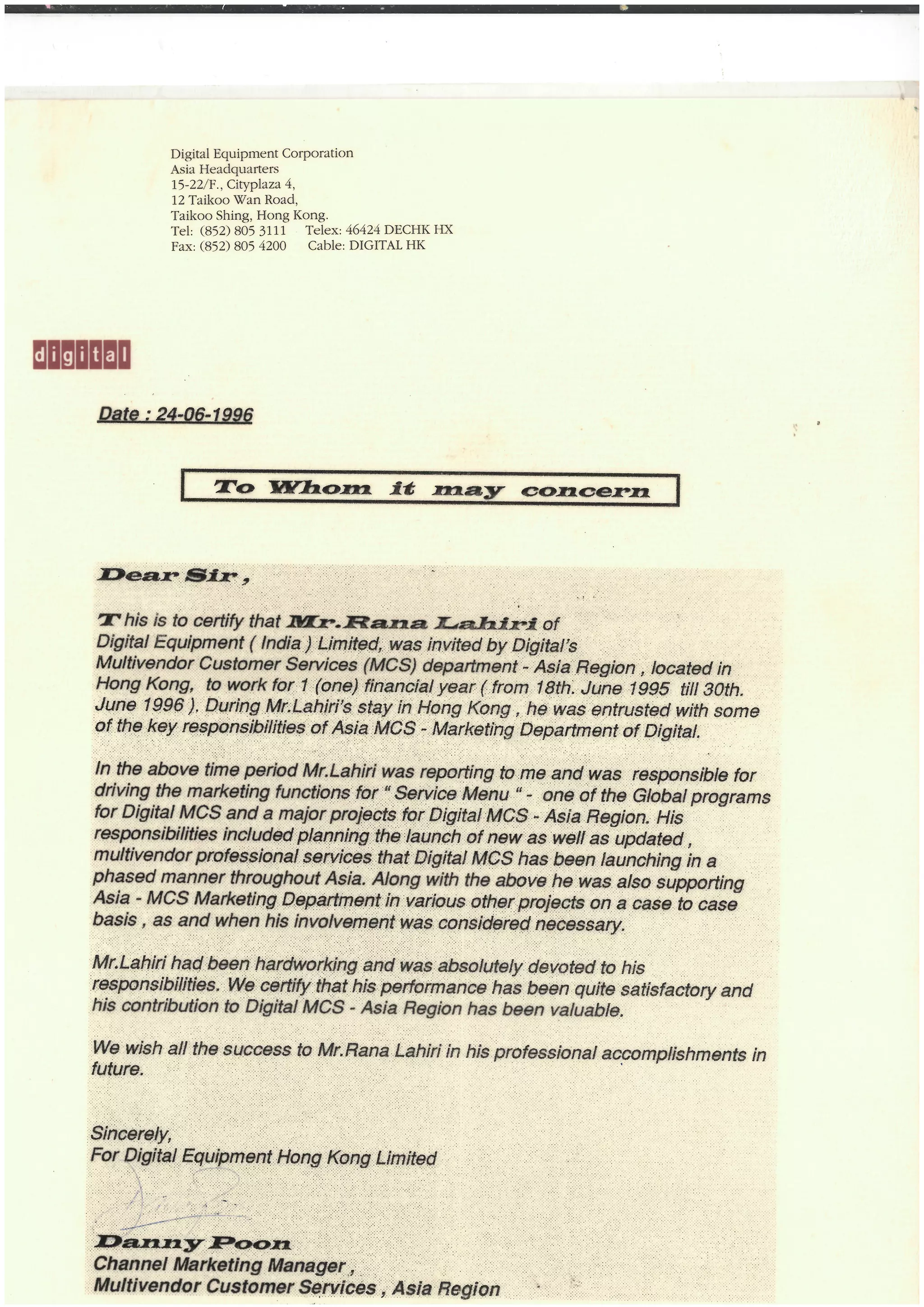 Appeciation letter from DEC HK | PDF