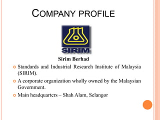 PRESENTATION SIRIM | PDF | Chemistry | Science