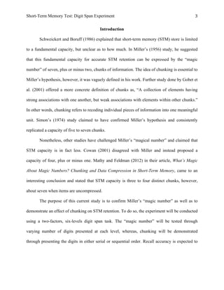 Digit Span Lab | PDF