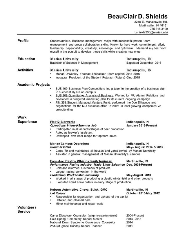 BeauClair Shields Resume | DOCX