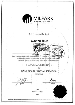 NQF 5 CERT - DAREN MOODLEY | PDF