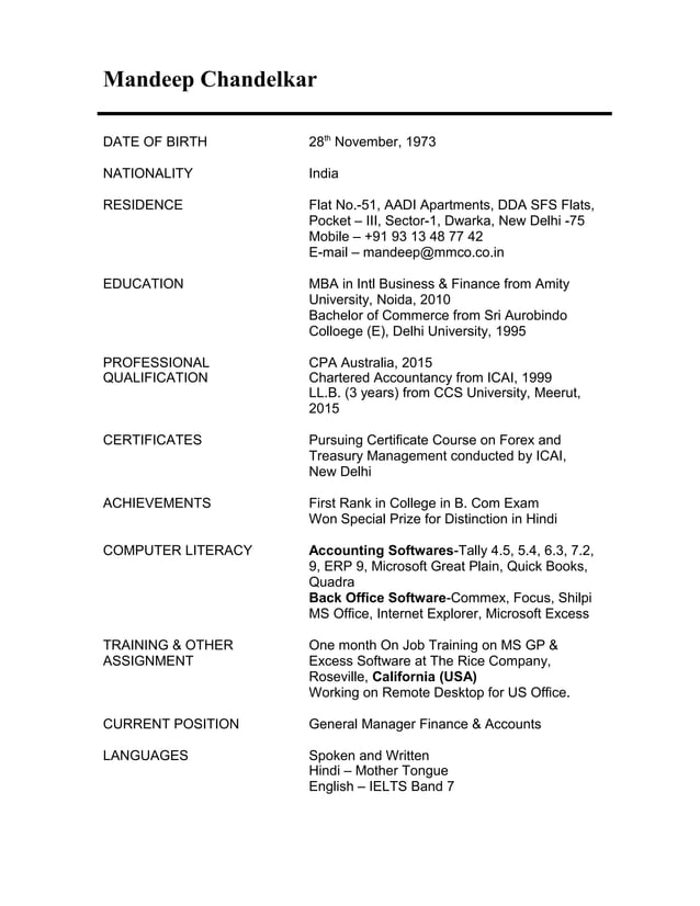CV_Mandeep CPA 3-11 | PDF