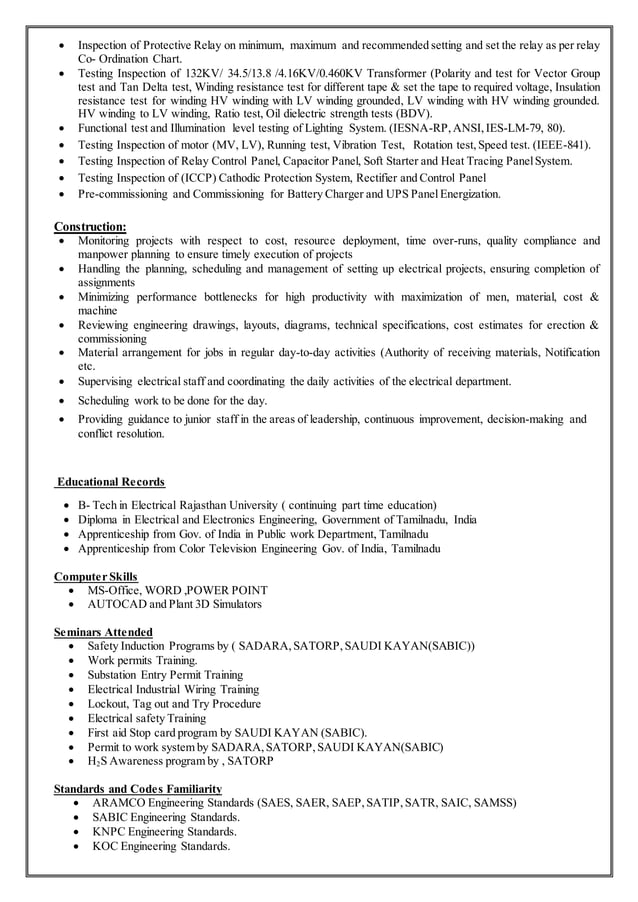JEYARAJ CV QA-QC Inspector(E &I) | DOCX | Civil Engineering Industry ...