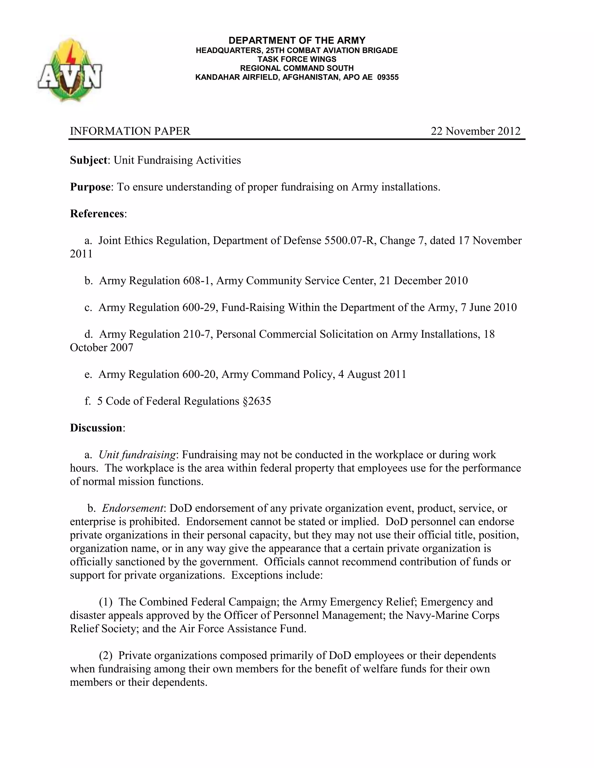 Information Paper - Fundraising - Afghanistan | DOCX