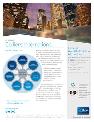COLLIERS AT A GLANCE | PDF | Business | Business and Finance