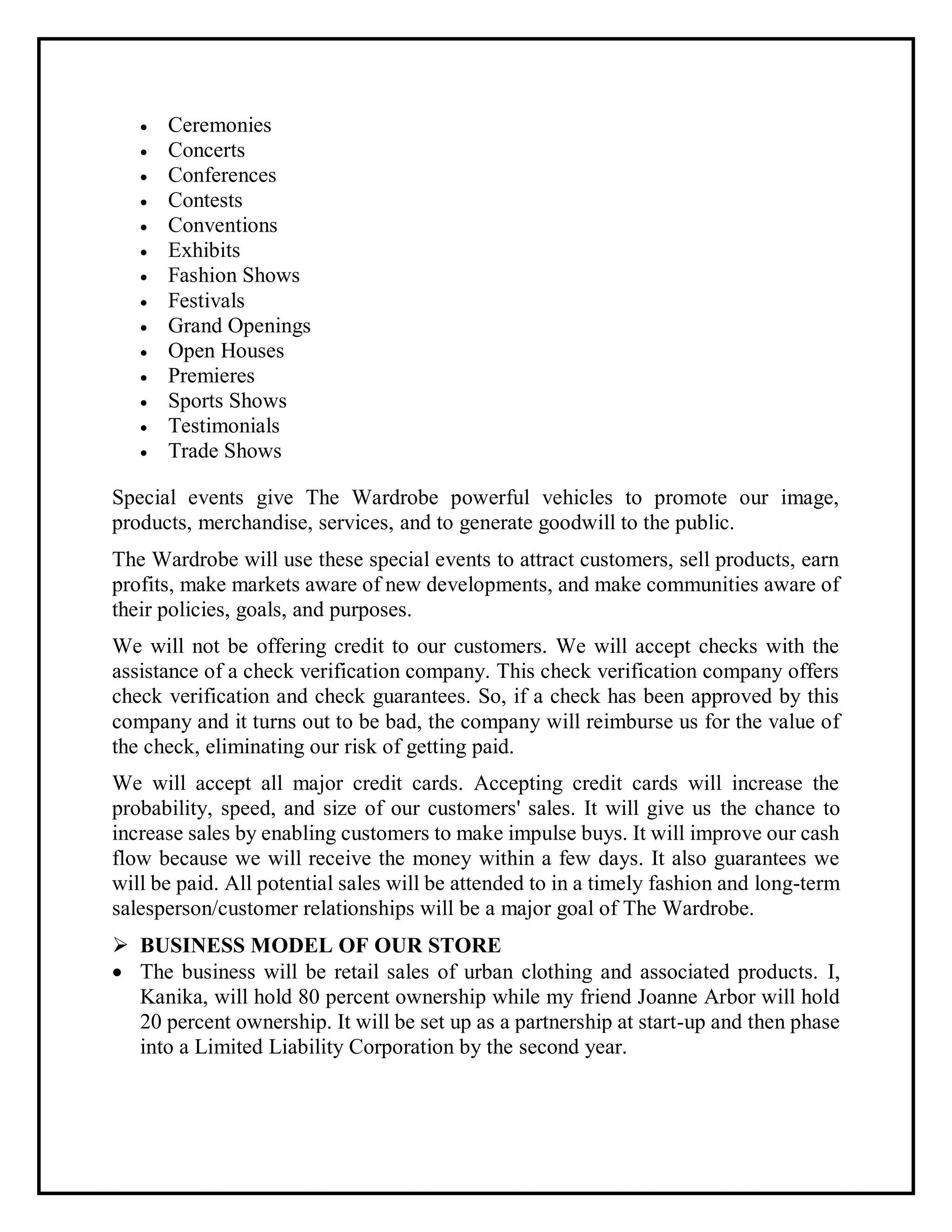 business proposal for a clothing store in the United States | PDF