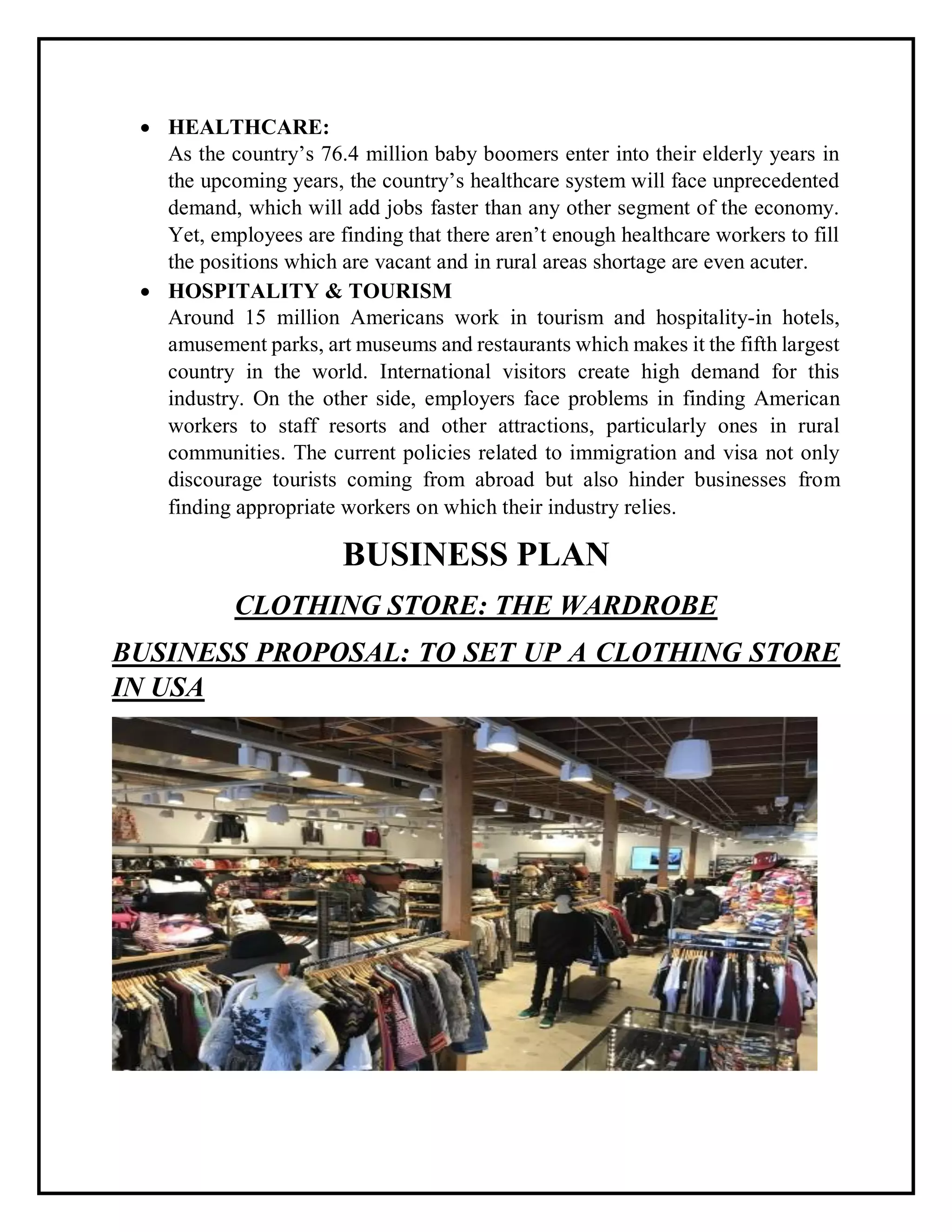 business proposal for a clothing store in the United States | PDF