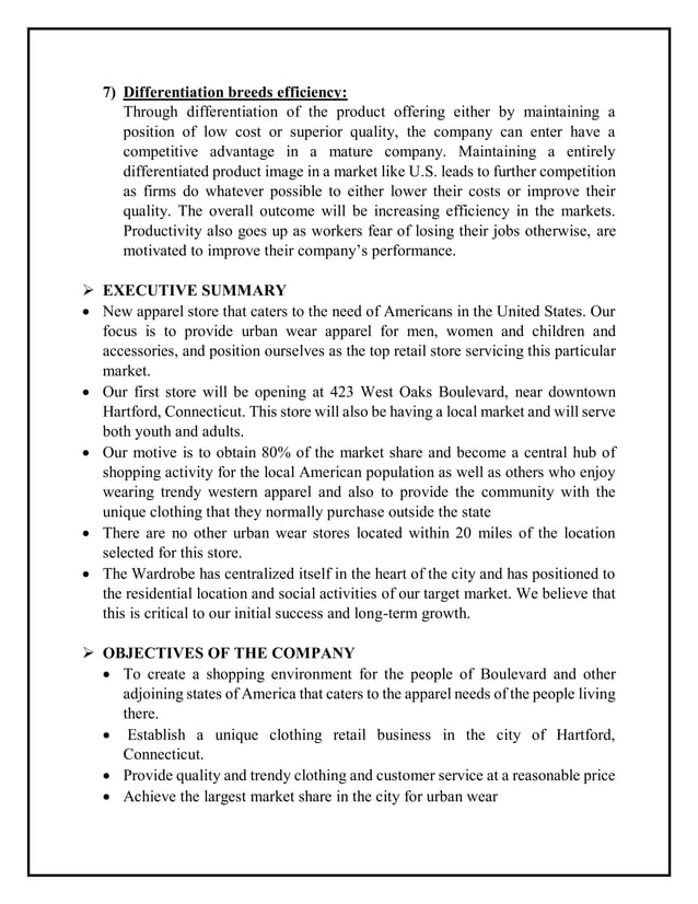 business proposal for a clothing store in the United States | PDF