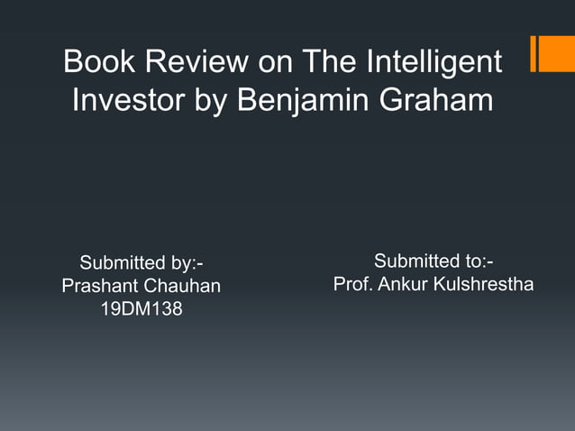 The intelligent investor: Book Review | PPTX | Stocks and Bonds ...