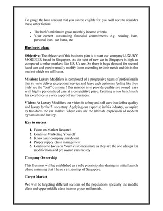 singapore automobile industry Business plan | PDF