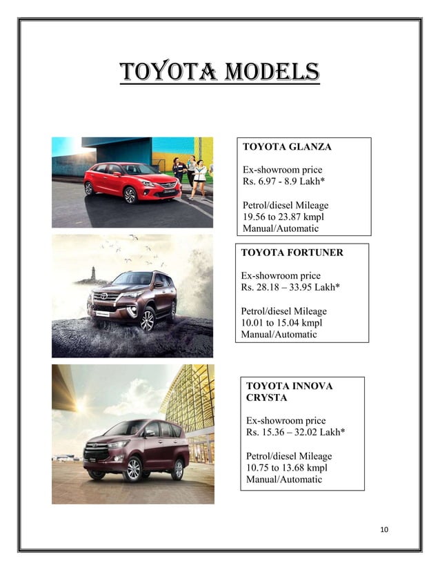 short term project on retail sales of Toyota | PDF