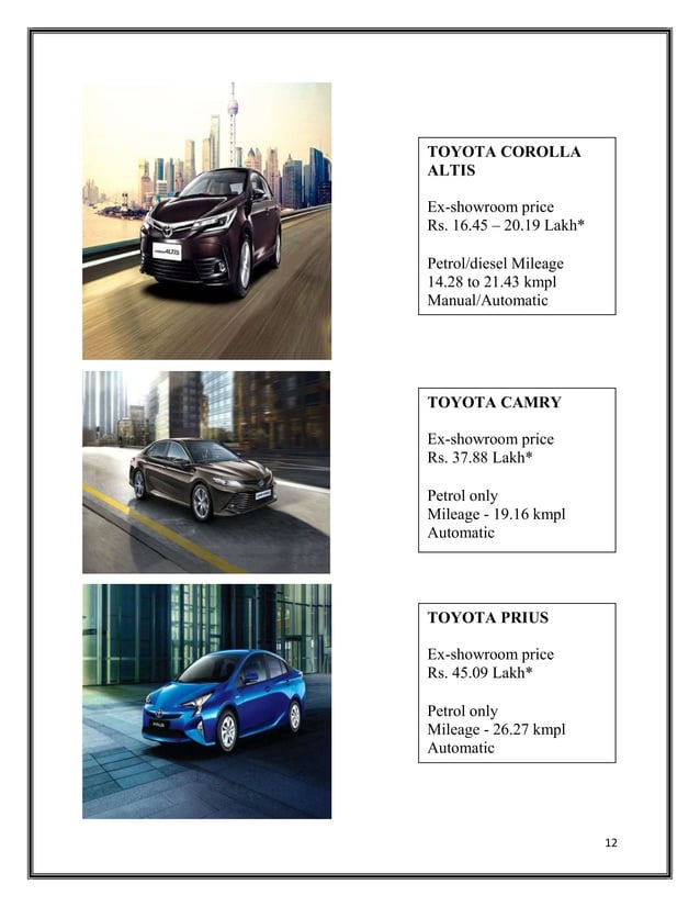 short term project on retail sales of Toyota | PDF