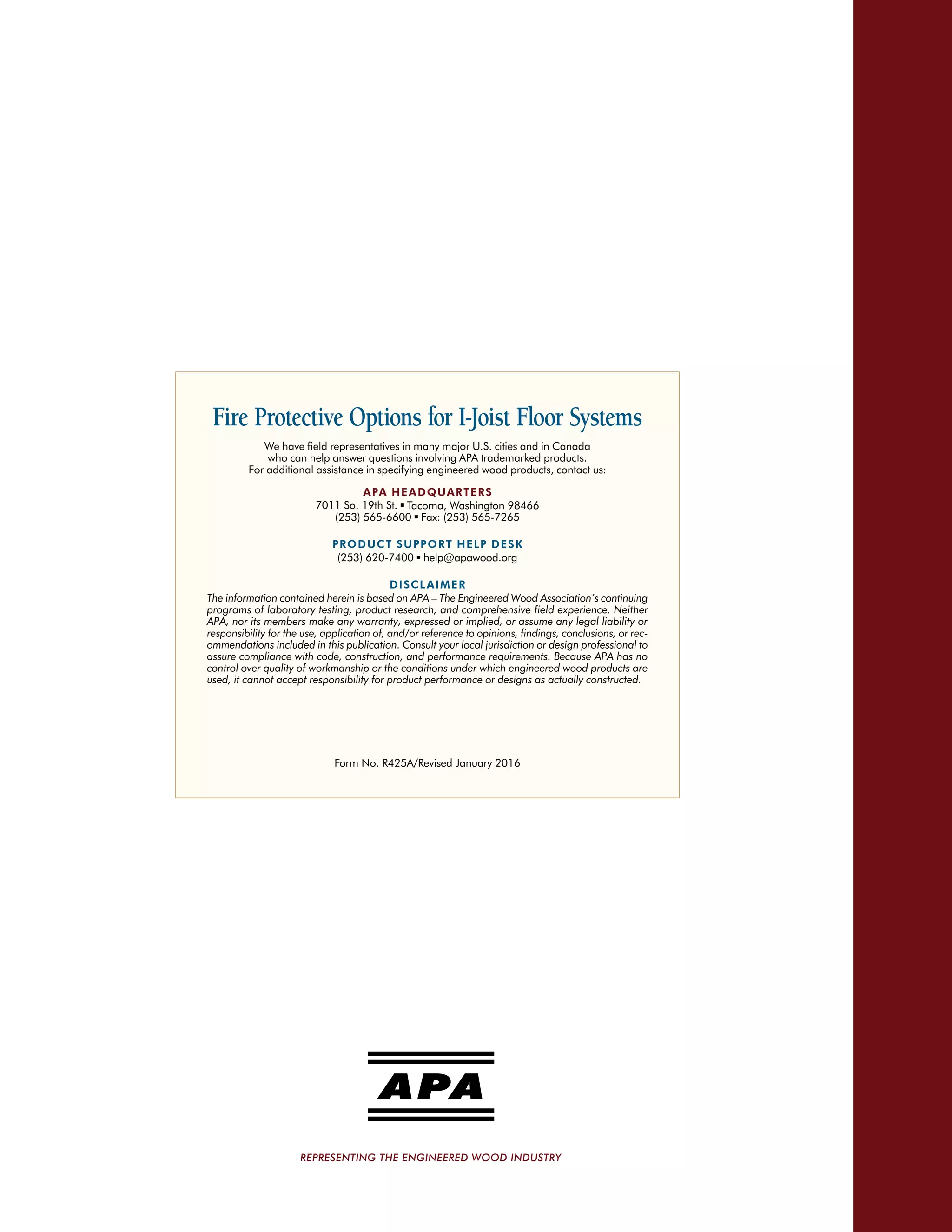 APA IRC Fire protection Options -R425 | PDF