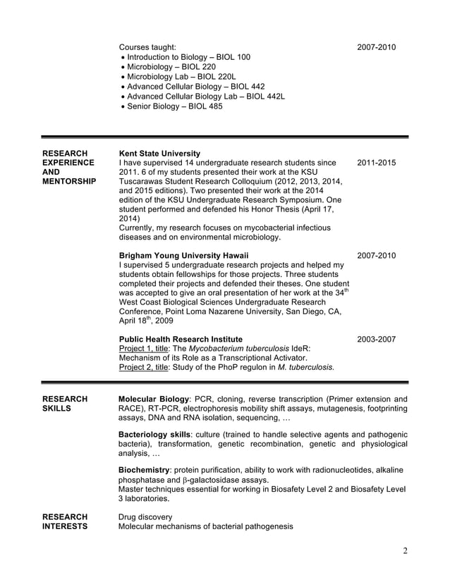 JEN_Vitae2 | PDF | Undergraduate Education | College Education