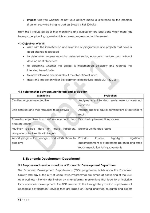 Monitoring and Evaluation Framework | PDF