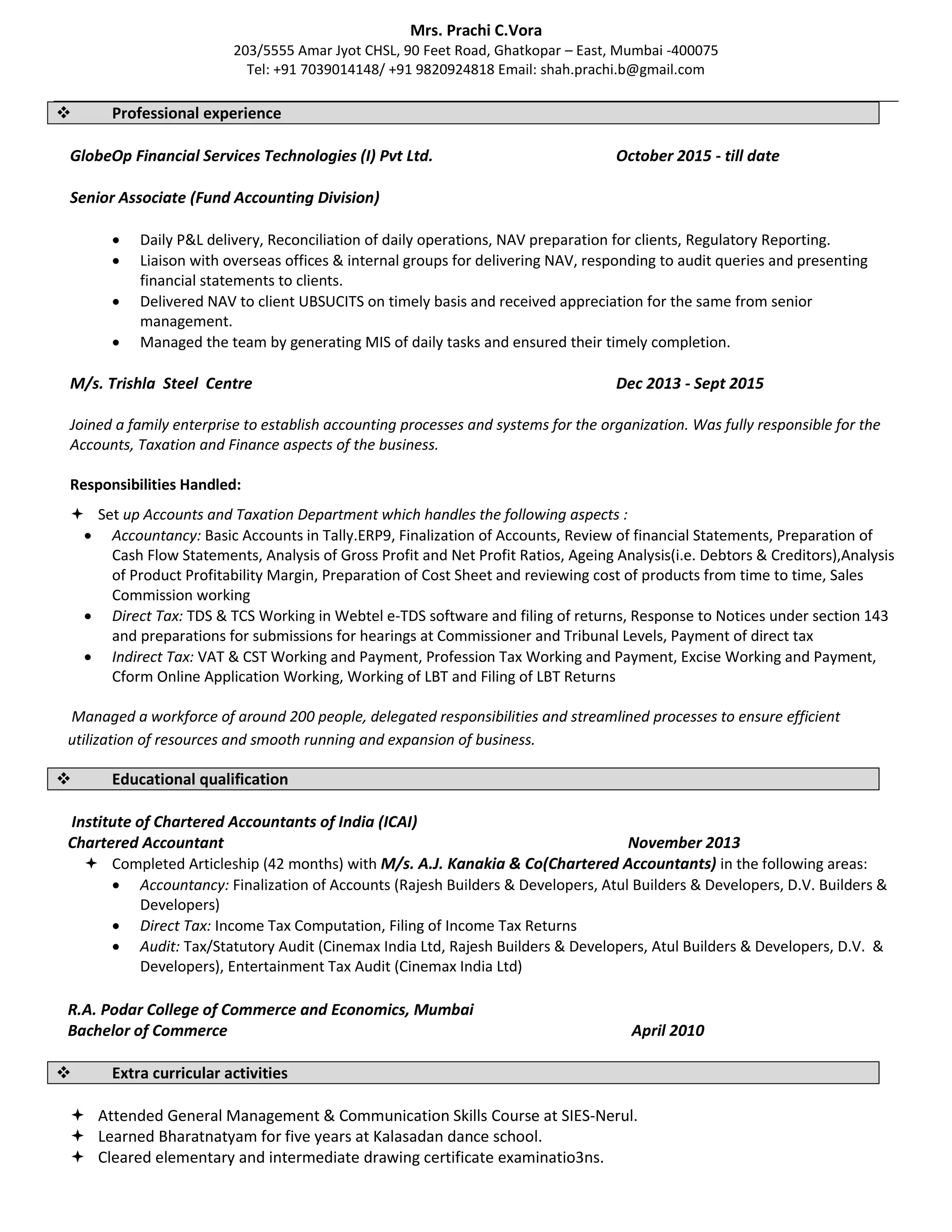Prachi Vora Resume | PDF