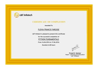 Training_Certificate -Python Fundamentals | PPT
