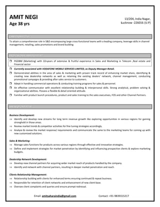 Amit vodafone latest CV | DOC