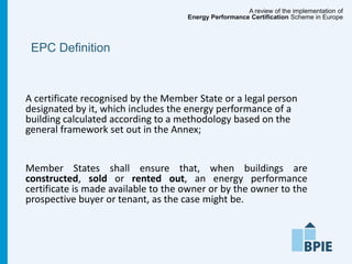 A review of the implementation of the Energy Performance Certification ...