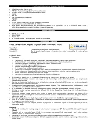 Resume_Lead Mechanical Engineer - Static Equipment and Package Units | PDF