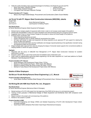 Resume_Lead Mechanical Engineer - Static Equipment and Package Units | PDF