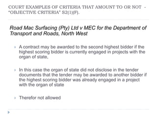 Objective Criteria used to evaluate and award bids R Esau | PPTX