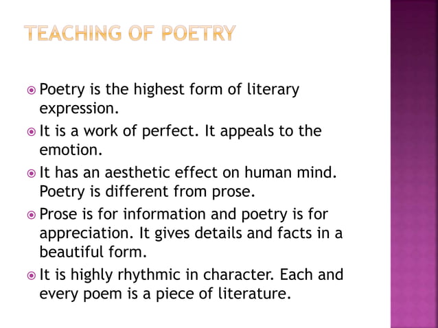 Teaching of poetry and prose at High school.pptx | Homework and Study ...
