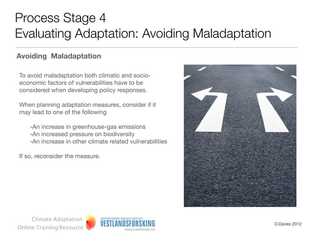 Evaluating adaptation - Avoiding maladaptation- training for adaptation ...