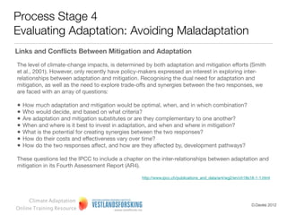 Evaluating adaptation - Avoiding maladaptation- training for adaptation ...