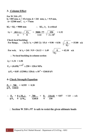 19-Examples for Beam Column (Steel Structural Design & Prof. Shehab ...